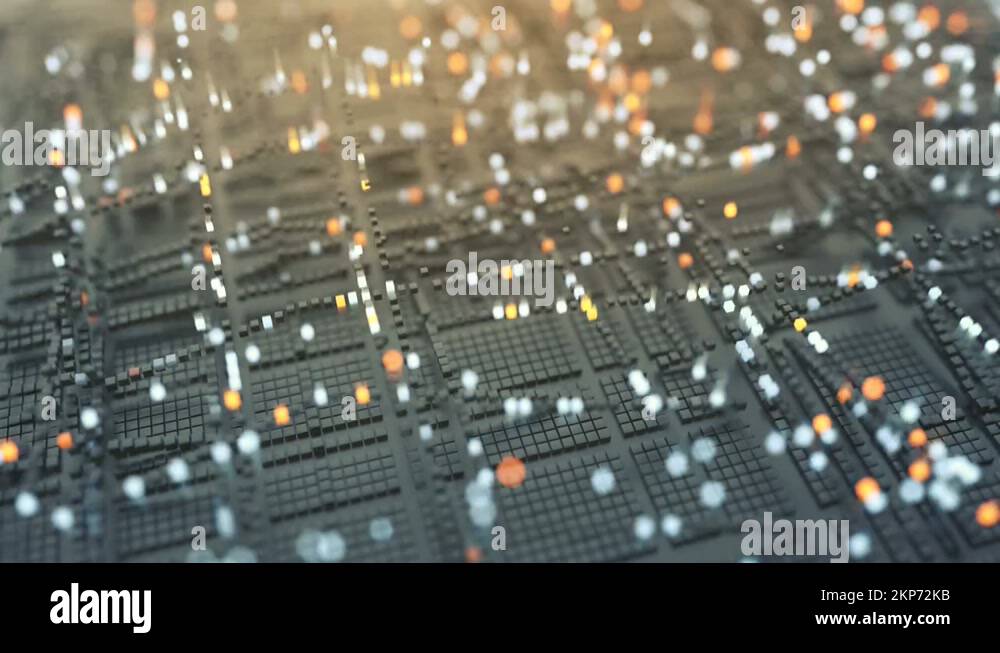 Futuristic matrix of glowing cubes seamless loop 3D render animation Stock Video Footage - Alamy