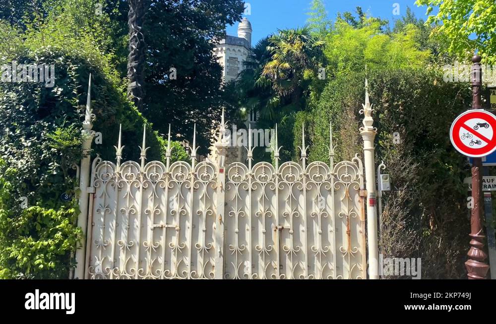 Entrance portal of the Villa Faust, a luxury house in Arcachon, France ...