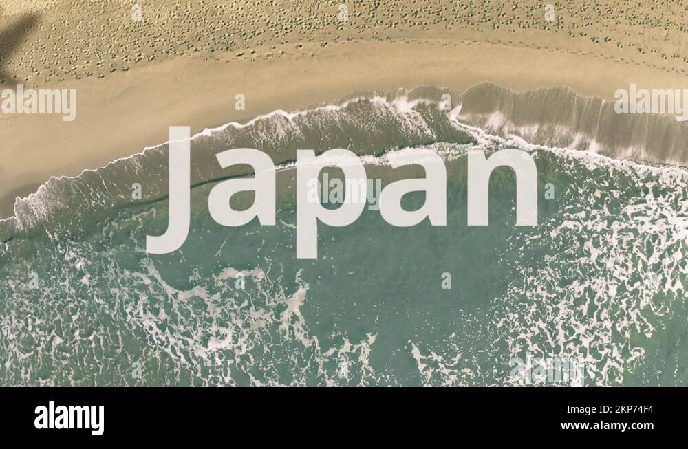 Japan word being revealed with the shadow of a flying airplane on the ...