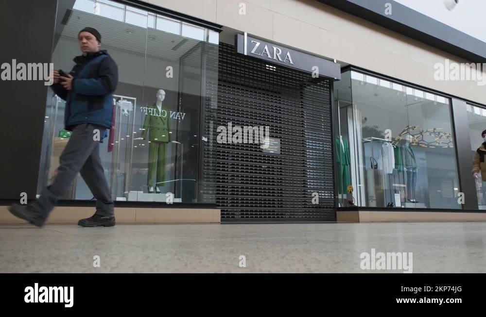 People Walking by the Closed Zara Store in Russia Stock Video Footage ...