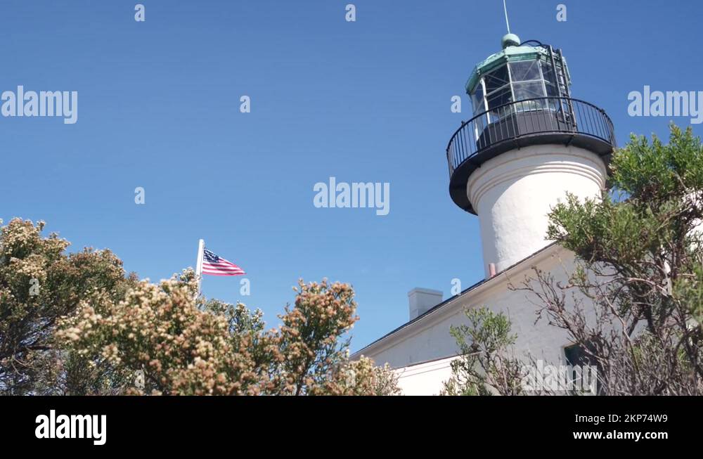 Vintage lighthouse tower, retro light house, old fashioned classic ...