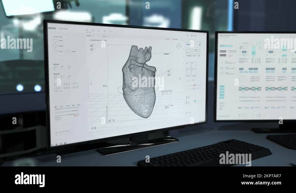 Modern Bio Medicine Interface Scanning Human Organ To Print 3D Model Of ...