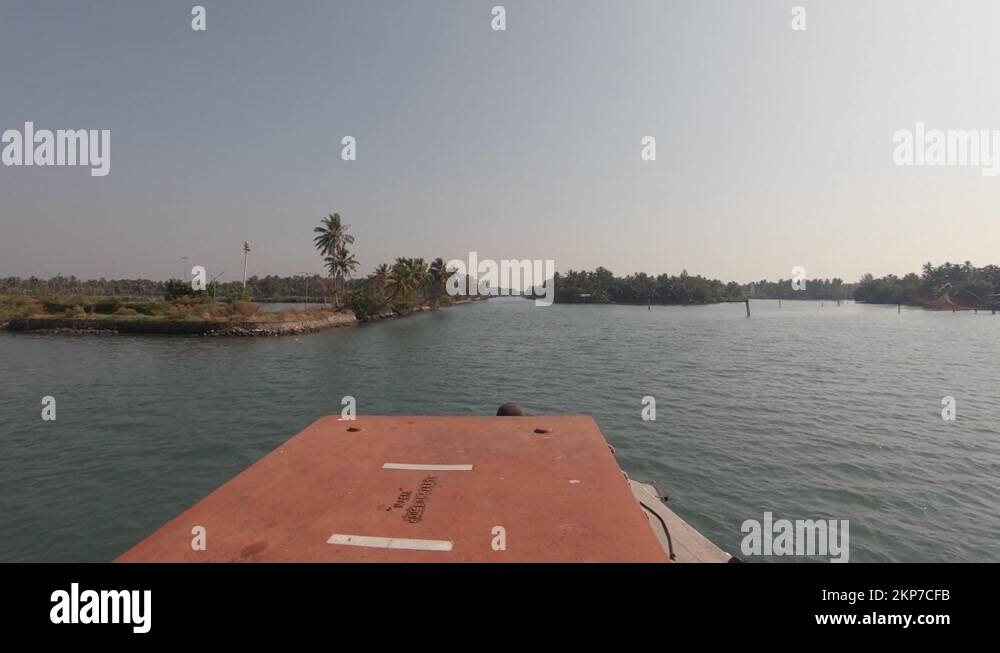 POV view from top of ferry boat, exploring backwaters of Alleppey ...
