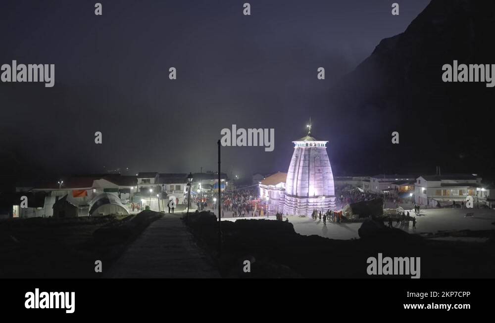 Glowing Architecture Of Kedarnath Temple At Dusk In Himalayan Range ...