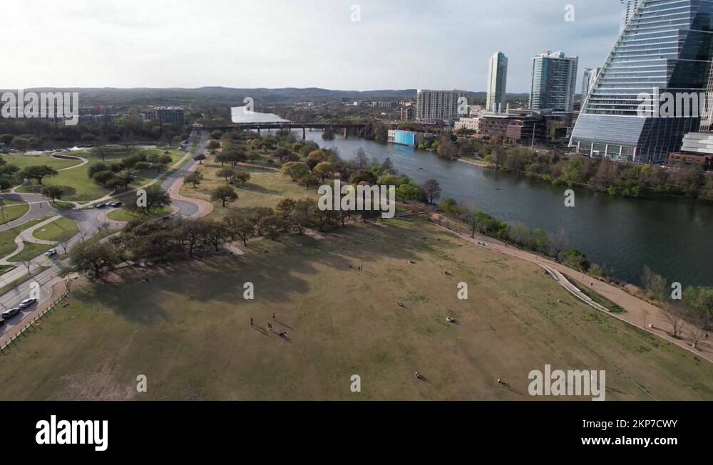 Austin Drone Skyline at Lamar Blvd Bridge Stock Video Footage - Alamy