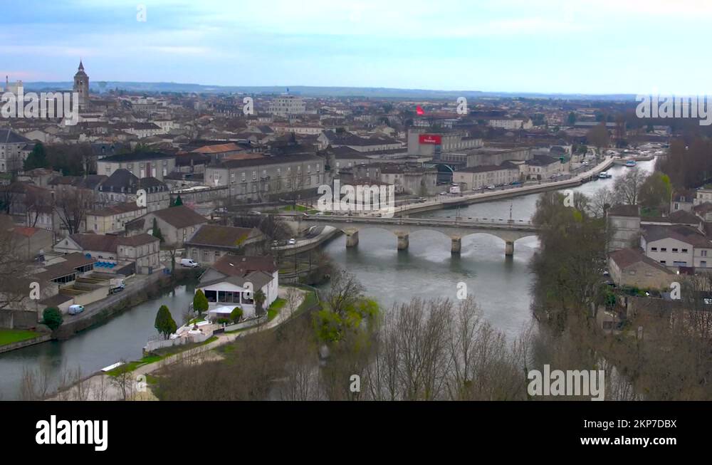 The Pont Neuf bridge, Royal Castle and Hennessy Liquor Distillery over ...