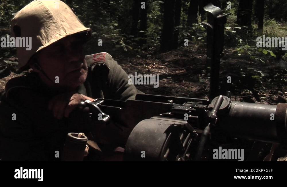 Staged Combat Recreation - WW1 German Machine Gunner, 1918 Stock Video ...