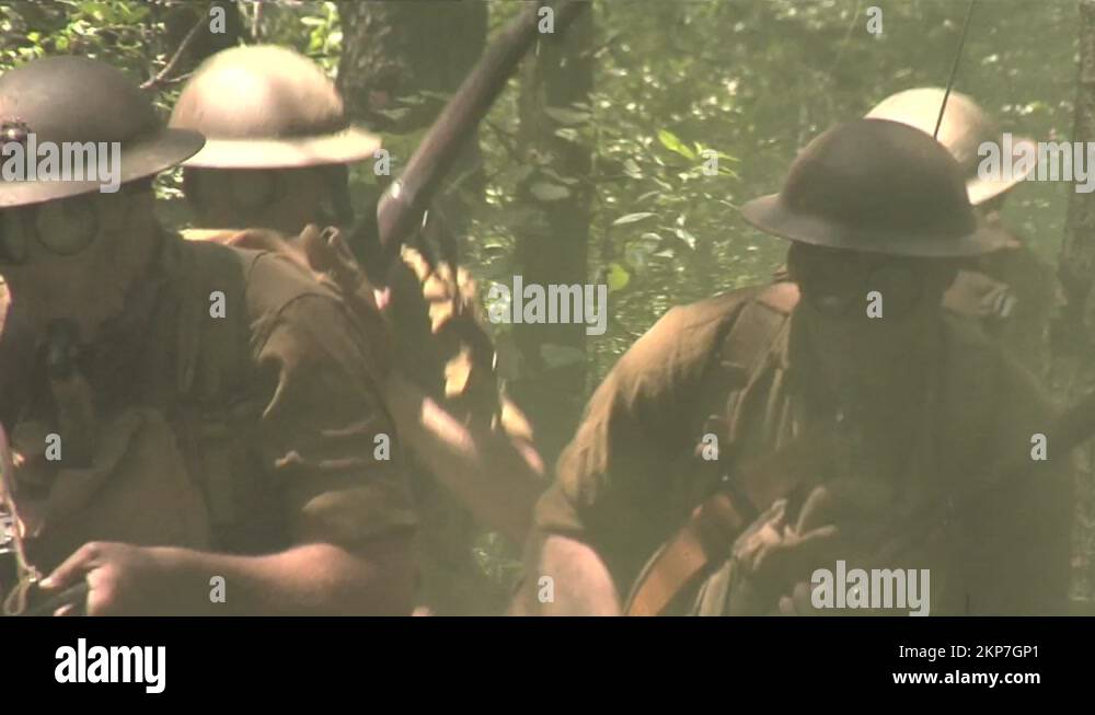 Staged Combat Recreation - WW1 Marine "Devil Dogs" attack, 1918 Stock ...