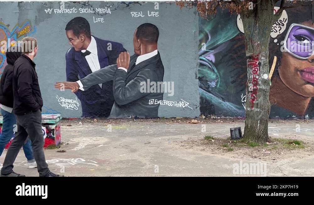 Berlin - Graffiti at Mauerpark depicts Will Smith slapping Chris Rock ...
