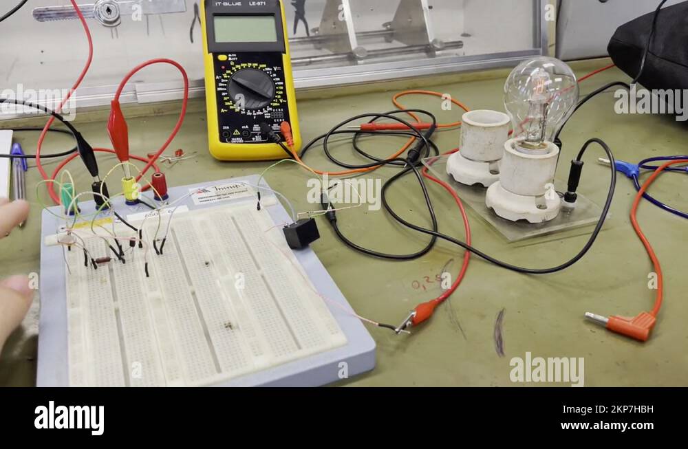 Electronic Touch Capacitor Component Experiment On Breadboard Circuit ...