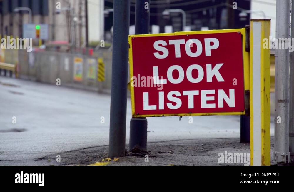 Stop look listen warning sign Stock Videos & Footage - HD and 4K Video ...
