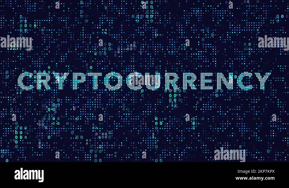 Cryptocurrency Word Text with Digital Futuristic Dotted Animation ...