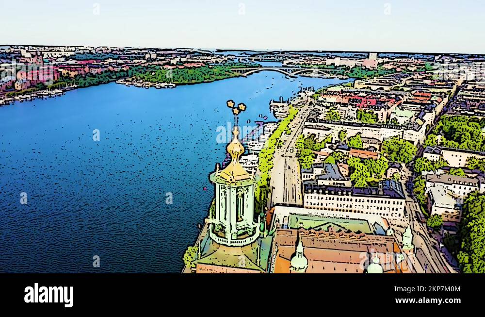 Color sketch in cartoon style. Color sketch in cartoon style. Stockholm ...