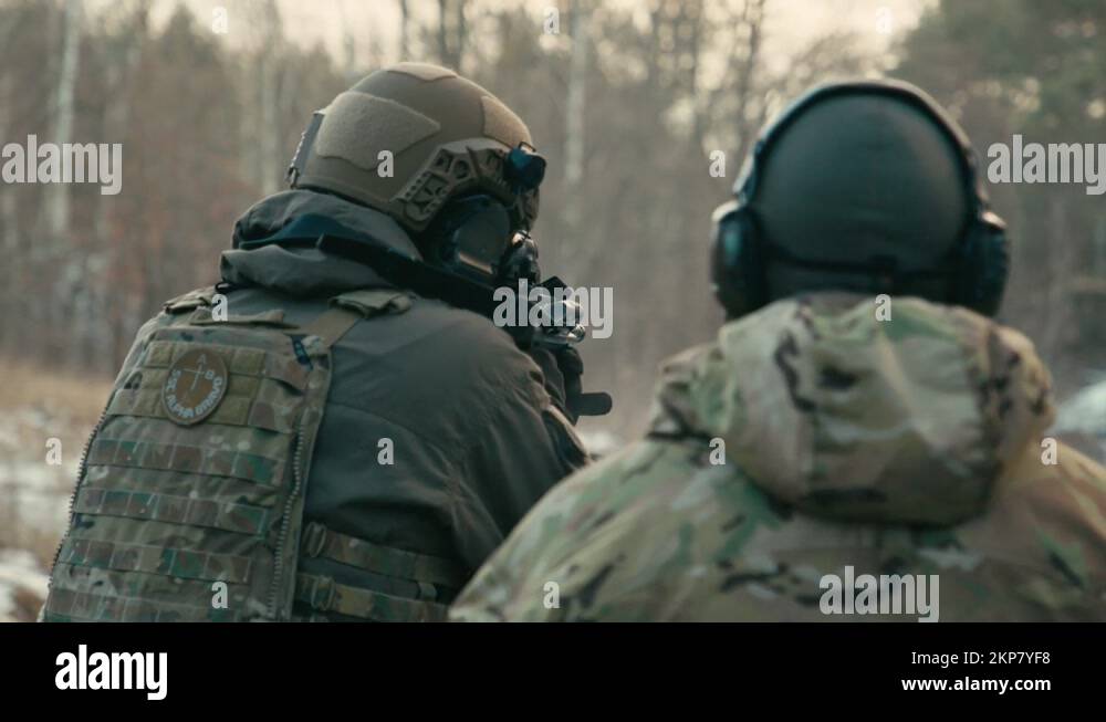 Special Forces soldiers are training at the range. Shooting at targets ...