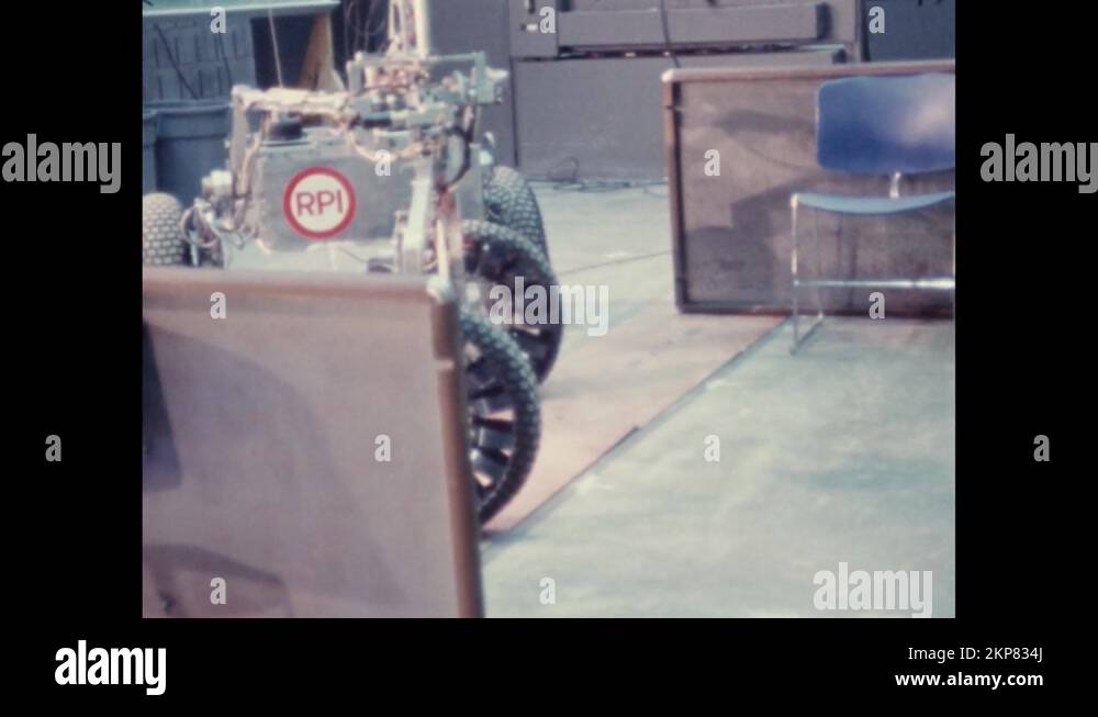 1970s: Rover maneuvering its wheels between two obstacles Stock Video ...