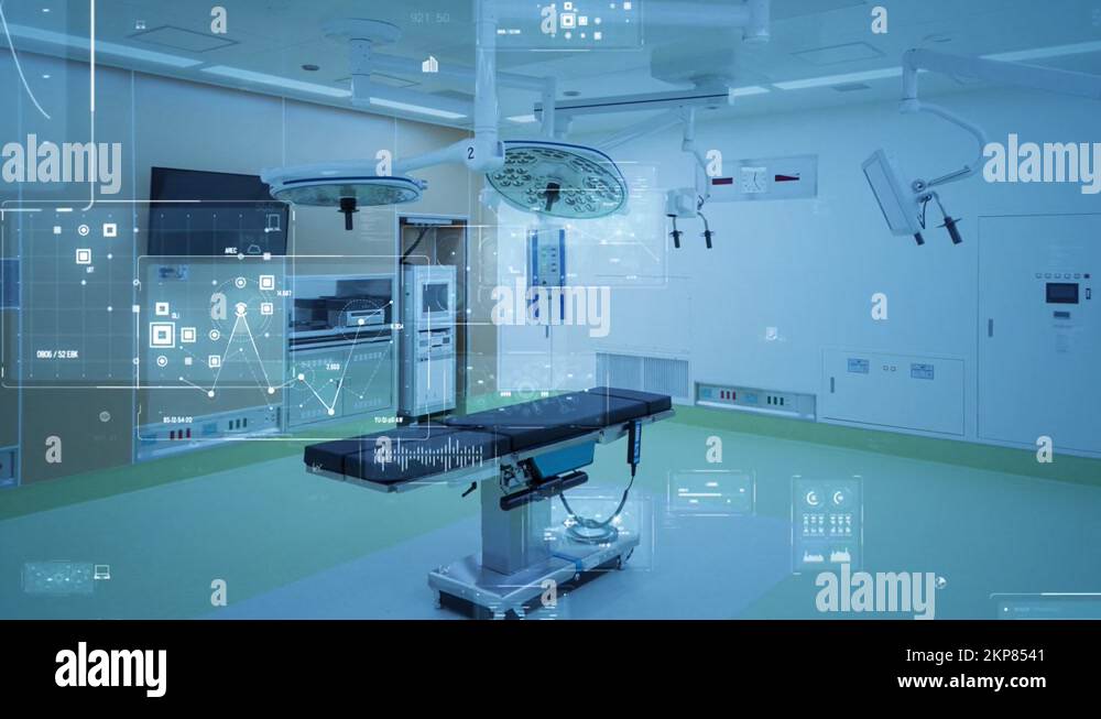 Modern hospital and communication network concept. Medical technology ...