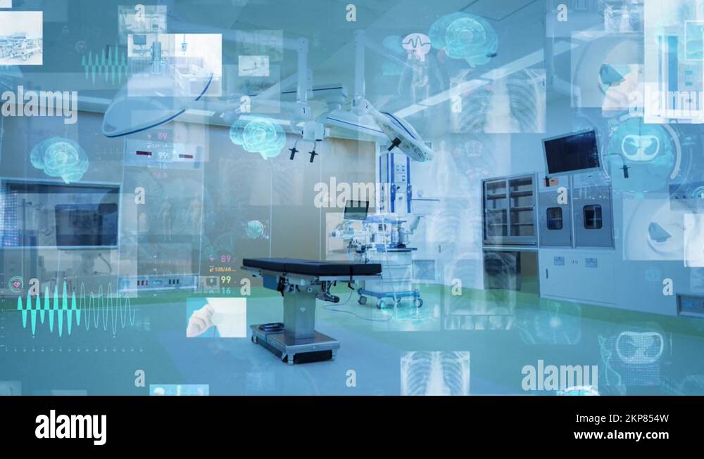 Modern hospital and communication network concept. Medical technology ...