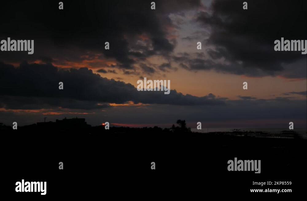 timelapse sunrise, from darkness to bright shiny morning, sun is rising ...