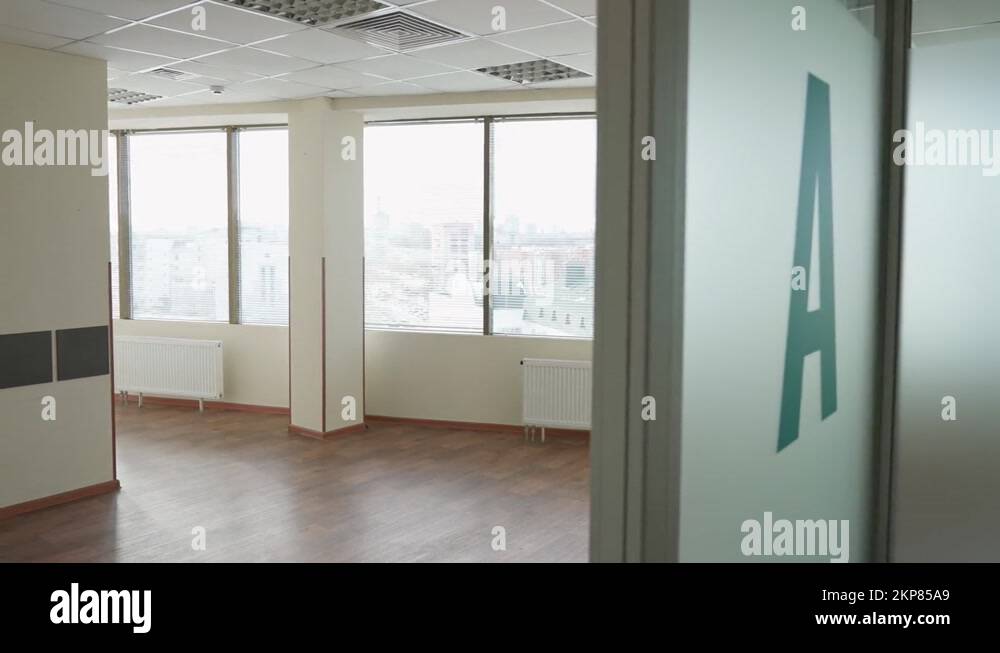 Workspace, the interior of empty office space, a walk through the ...