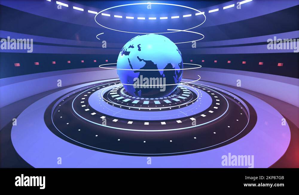 3D World News Background Loop, digital world breaking news Studio ...