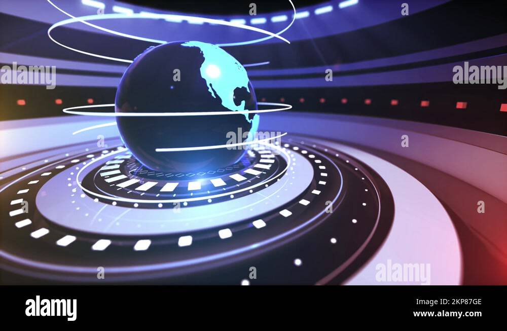3D World News Background Loop, digital world breaking news Studio ...