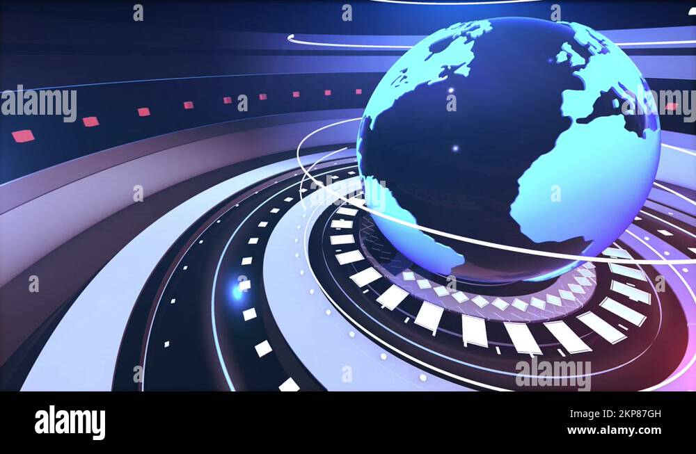 3D World News Background Loop, digital world breaking news Studio ...