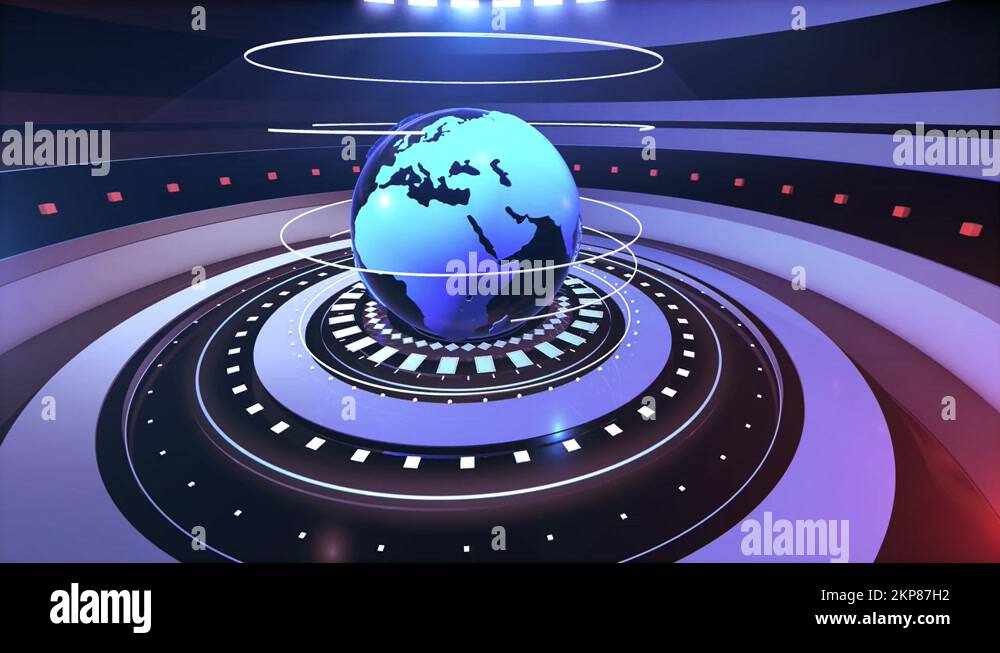 3D World News Background Loop, digital world breaking news Studio ...