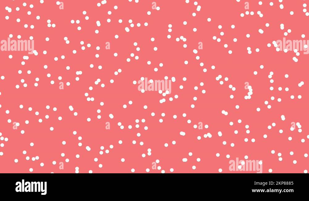 2d animation of particles white circle in front of red background, zoom ...