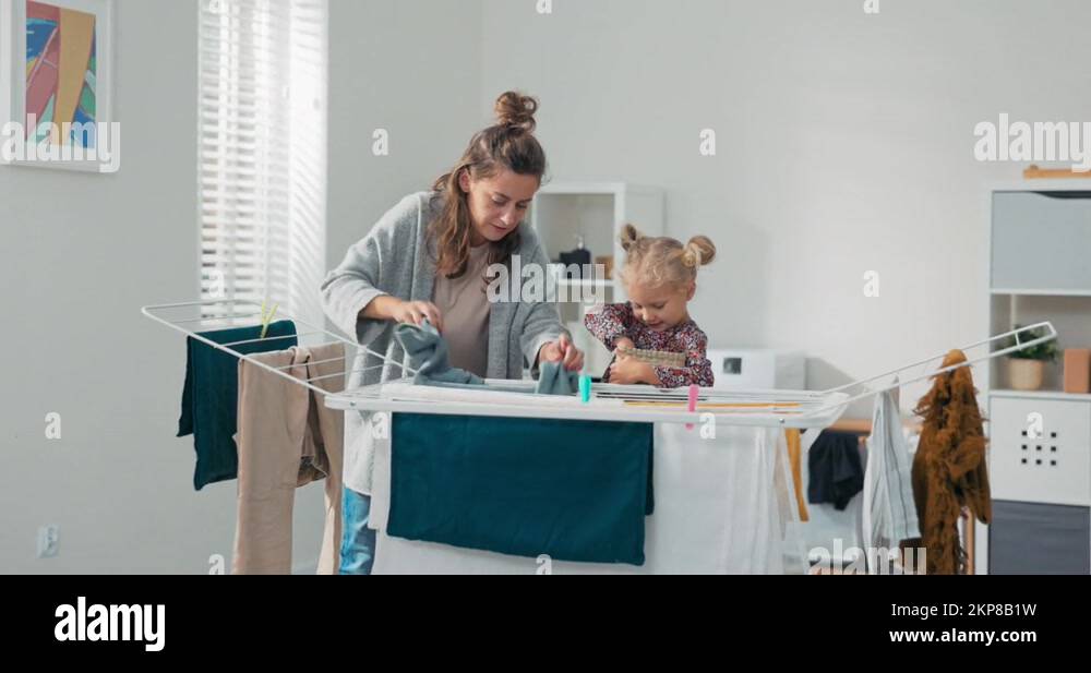 Busy Mom Spends Time With Daughter In Bathroom Performs Household