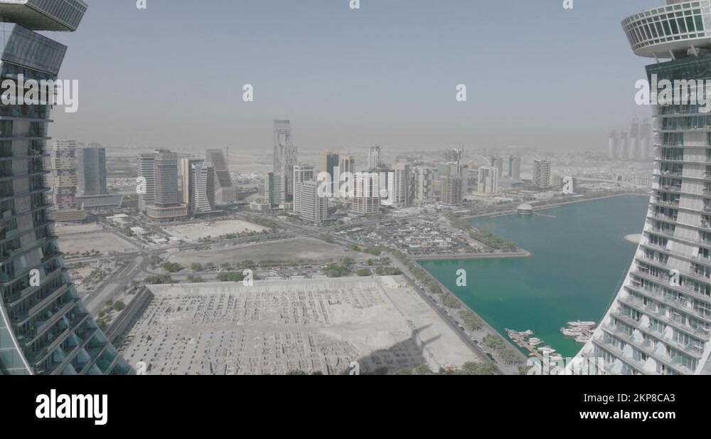 Push in drone shot through Katara towers in Lusail city in Qatar Stock ...