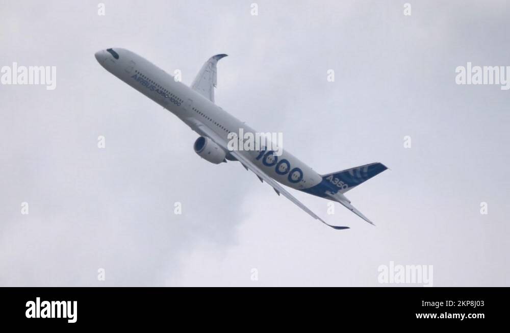 Passenger aircraft Airbus A350 in the demonstration flight of the ...