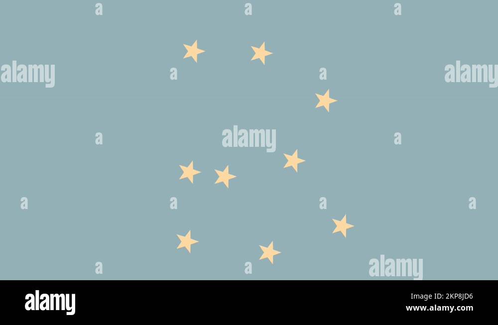 Yellow stars on light blue background aligning into a square shape ...