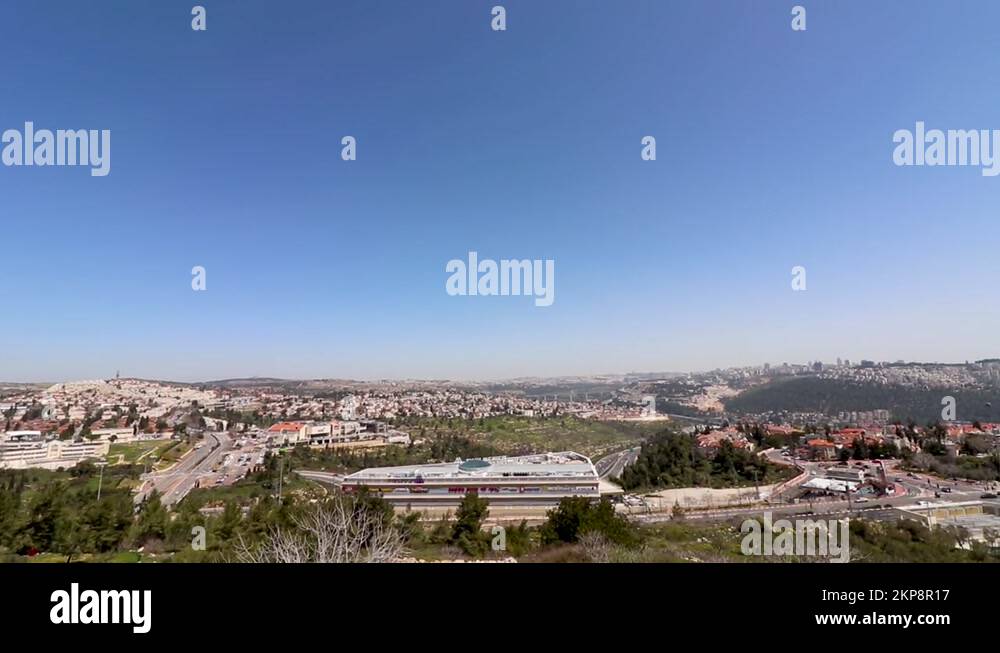 top view of the Jerusalem mountains and the western neighborhoods Stock ...