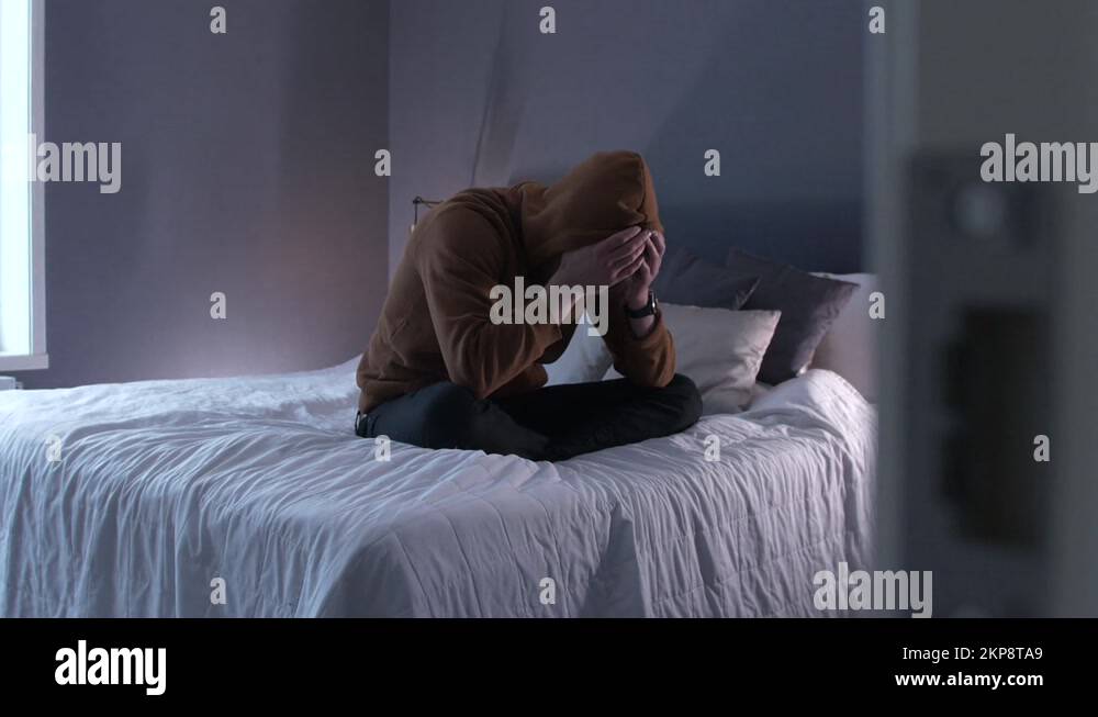 Man crying sitting on bed Stock Videos & Footage - HD and 4K Video ...