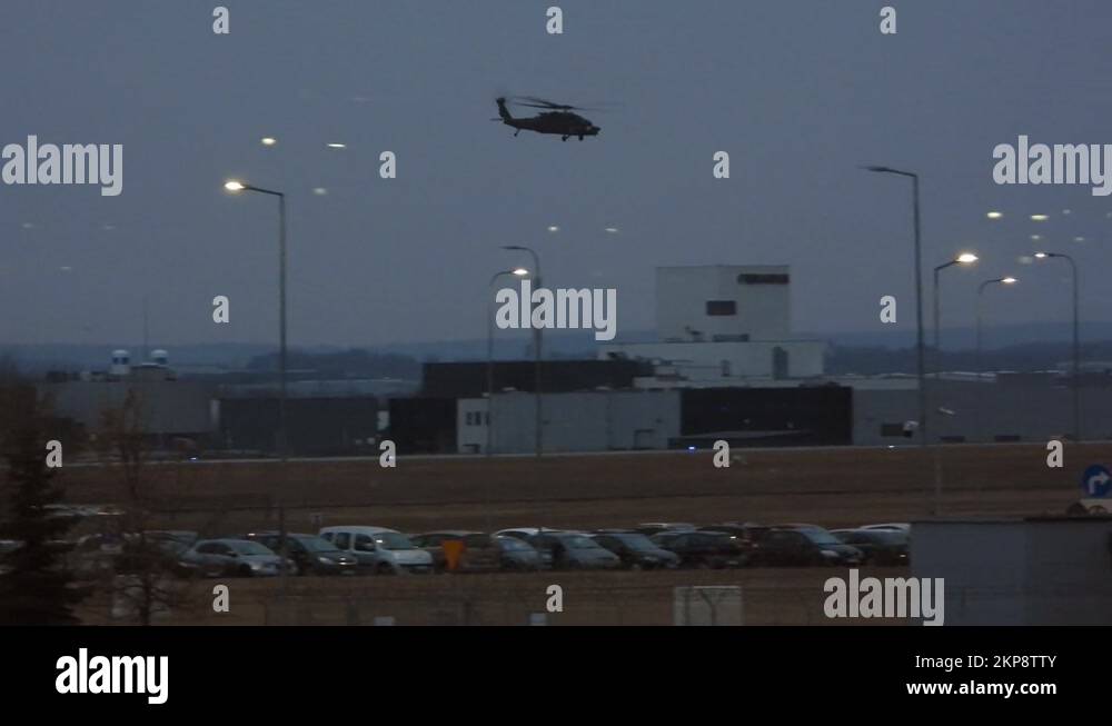 Military Black Hawk Helicopter At NATO base for Ukrainian humanitarian ...