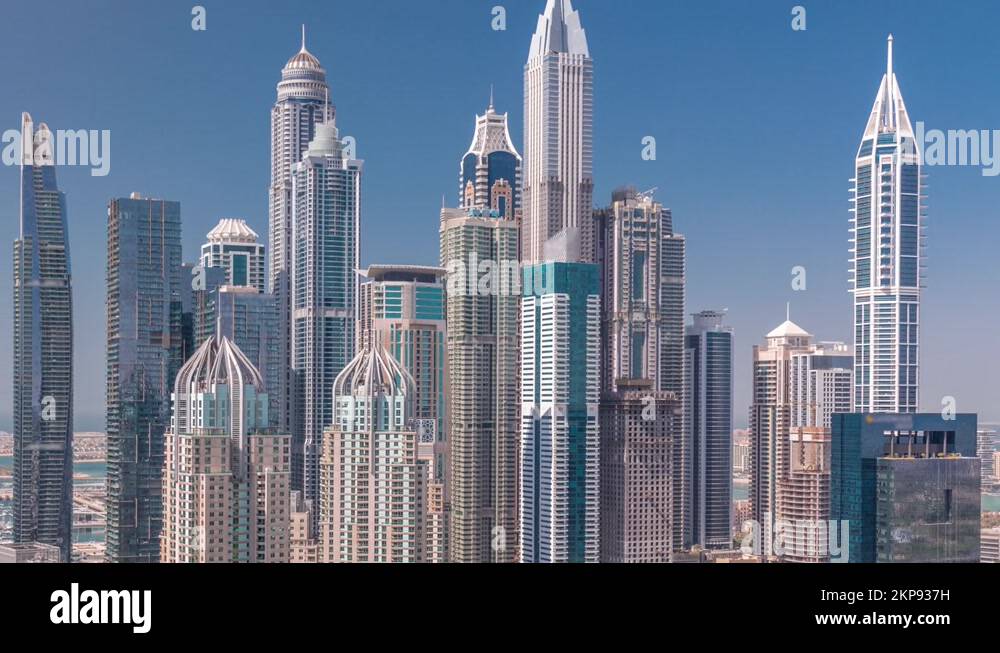 Skyscrapers of Dubai Marina near intersection on Sheikh Zayed Road with ...