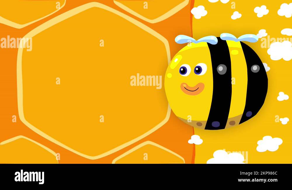Cartoon kawaii character bee striped flying loop animation for titles ...