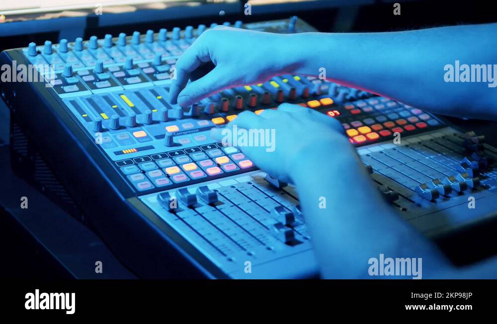 Mixing console is being operated in a recording studio Stock Video ...