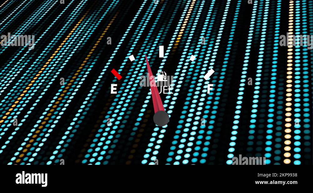 Animation of fuel meter over navy background with yellow and green ...