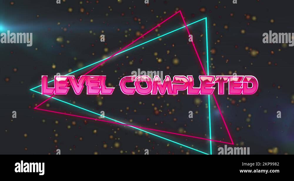 Animation of level completed over black background with dots Stock ...