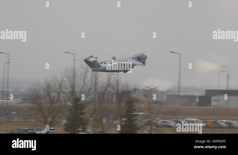 USA Air Force Military Airplane Taking Off From Airport Tarmac Stock ...