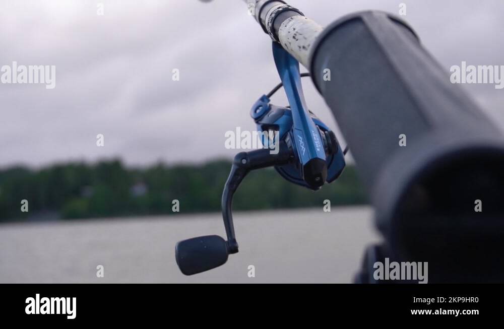 Fishing Rod Twitching in its Mount on a Boat in the Middle of a Swedish ...