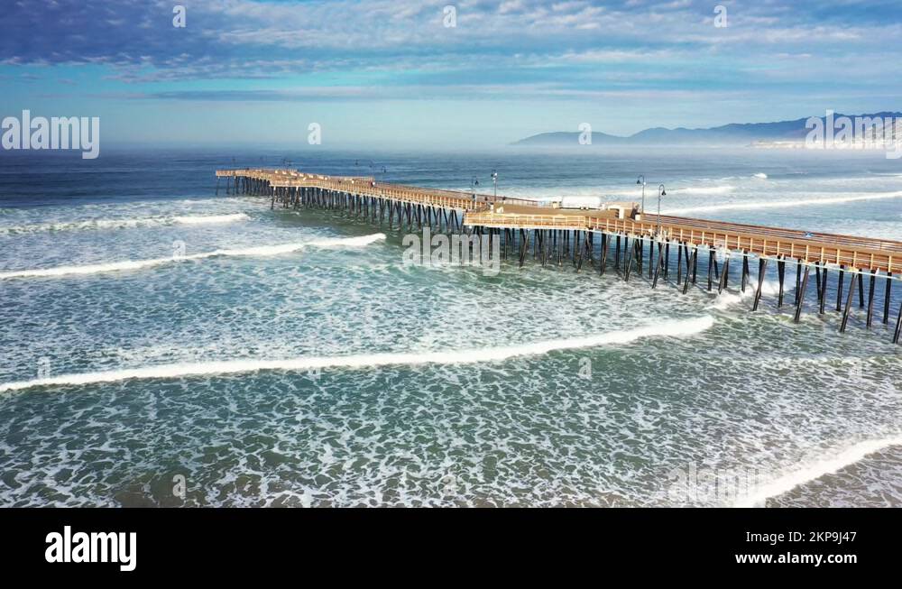 The iconic pier at Pismo Beach which stretches far out into the Pacific ...