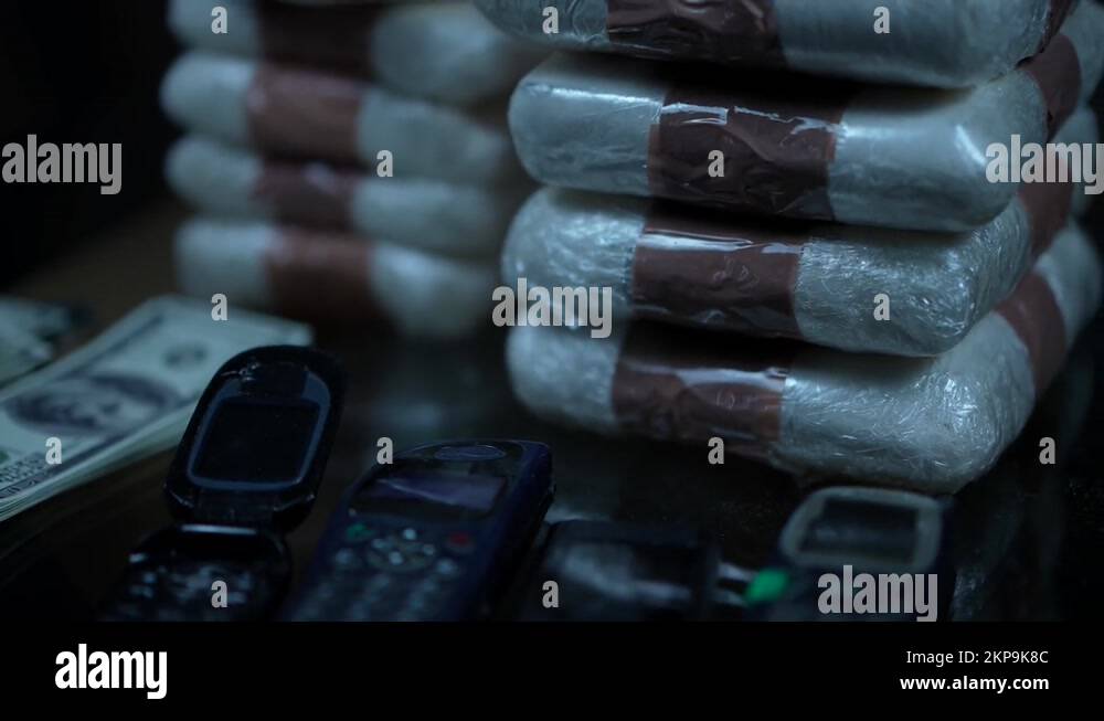 Stash Of Cocaine Bags Seized And Photographed By Police, Drug Dealer ...