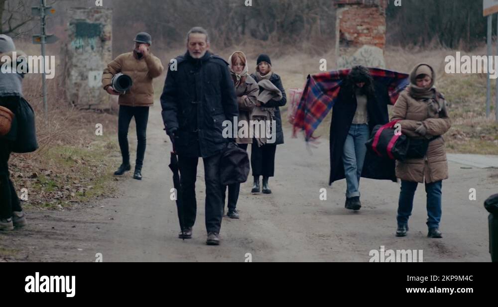 Sad Homeless Refugees Walking While Migrating During War Stock Video ...