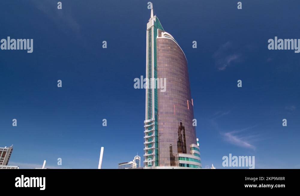 Nurzhol Boulevard timelapse hyperlapse. Modern new office building is ...