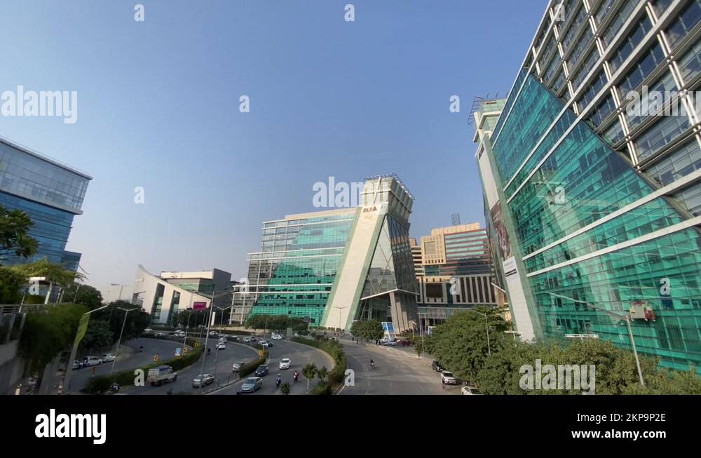 DLF Cyber Hub,Cyber City, Gurugram or Gurgaon, NCR, India:: An aerial shot Stock Video Footage ...