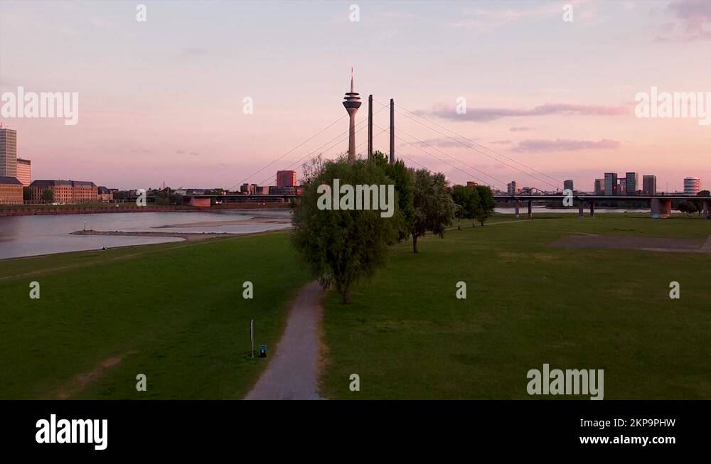 Rheinkniebrucke bridge and rhein tower Stock Videos & Footage - HD and ...