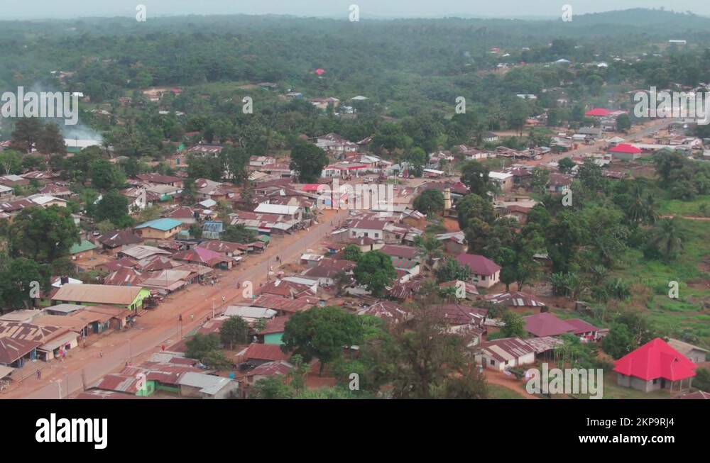 Cityscape of the african town of Tubmanburg in Bomi County, Liberia ...