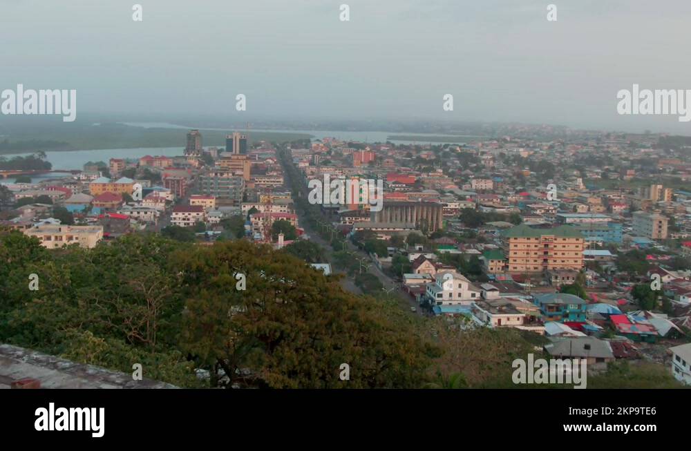Broad Street and the skyline of Monrovia, Liberia in West Africa Stock ...